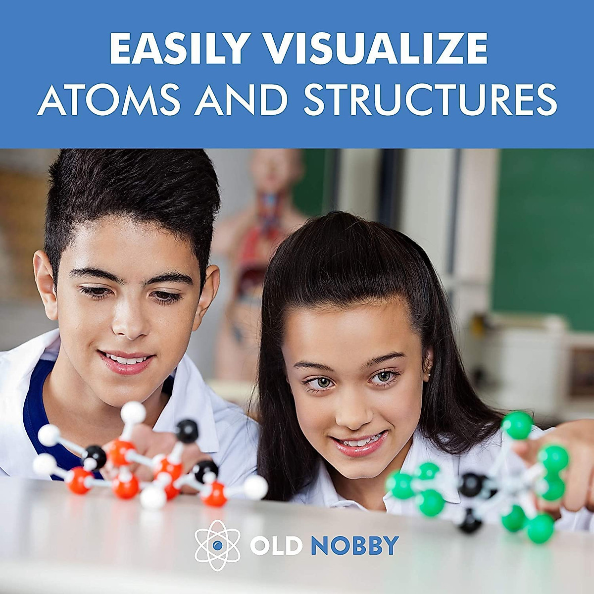 Old Nobby Organic Chemistry Set (425 pc) Molecular Model Kit with Atoms, Bonds, Guide, Bond Removal Tool - STEM Science Kits for Kids Toys Chemistry Set for Students Teachers Young Scientists