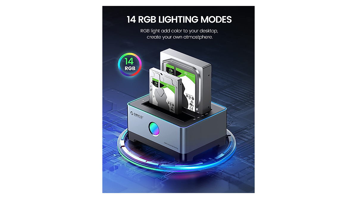 ORICO RGB Hard Drive Dock - Fast 36TB Storage & RGB Lighting