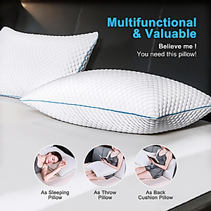 Cooling king Size Pillows Set of 2, Shredded Memory Foam Bed Pillows king Size Set of 2, Cool Cold Pillow for Side Back Stomach Sleepers, Gel Pillow Adjustable Firm Pillows Soft Pillows for Sleeping