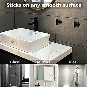 Adhesive Towel Hooks, Heavy Duty Wall Hooks Stainless Steel Waterproof Shower Towel Hooks, Coat Hooks for Hanging Clothes, Door Hooks Adhesive Hooks for Bathroom- 4 Pack, Black