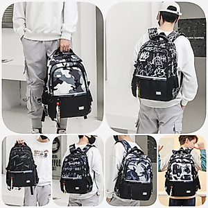 Kids Backpack for Boys Teen Travel Bag with USB Charging Port Geometric Pattern School Bag Middle School Students Bookbags