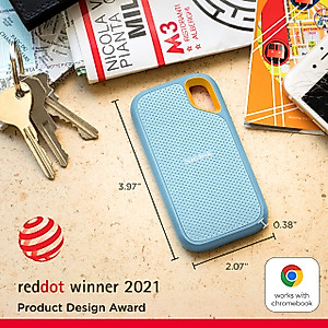 SanDisk 4TB Extreme Portable SSD - Up to 1050MB/s, USB-C, USB 3.2 Gen 2, IP65 Water and dust Resistance, Updated Firmware, Sky Blue - External Solid State Drive - SDSSDE61-4T00-G25B