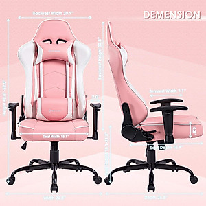 Blue Whale Massage Gaming Chair for Adults, 350LBS Office Chair with Retractable Footrest, Adjustable Armrest, Classic PU Leather Big and Tall Ergonomic Computer Chair