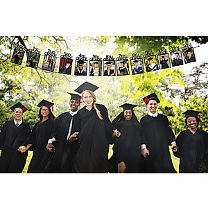Graduation Photo Banner for 2023 Party Decorations, Kindergarten to 12th Grade Graduation Picture Banner, Middle School, High School College Graduation Party Supplies Black SG063BK