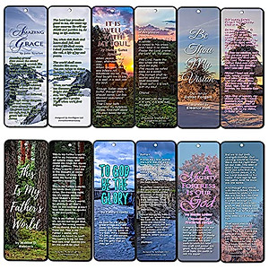 Hymn Bookmarks Series 1 - Amazing Grace (60-Pack) - Classic Gospel Song Lyrics - Bring You Back to The Good Old Day Worship - Stocking Stuffers for Men Women