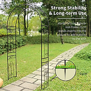 SCENDOR Wedding Arch Garden Arbor Curved Metal Durable Iron Garden Arch Trellis for Climbing Plants Outdoor Ceremony