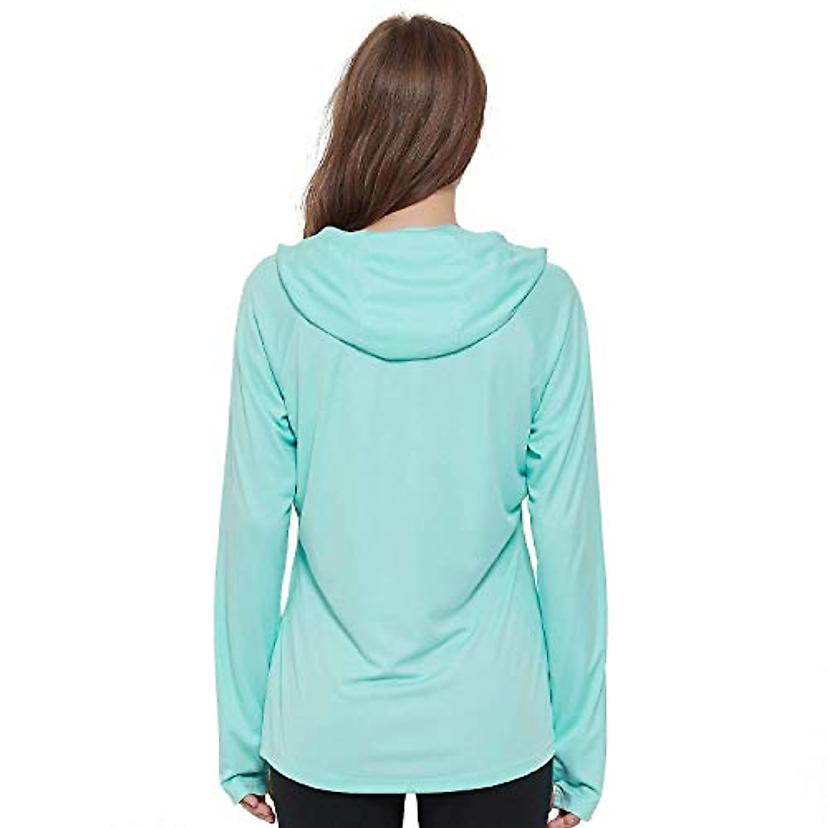MIER Women's UPF 50+ Sun Protection Hoodie Shirt Long Sleeve Outdoor UV Shirt Running Hiking Tee Shirt, Quick Dry, Aqua, S