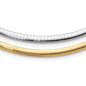 IceCarats 14K Two Tone Gold Reversible 4mm Cubetto Omega Snake Chain Necklace 18 inch