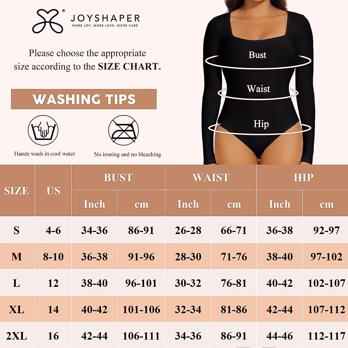 JOYSHAPER Women's Bodysuits Square Neck Long Sleeve Stretchy Basic One Piece Bodysuit Shirt Tops Black L