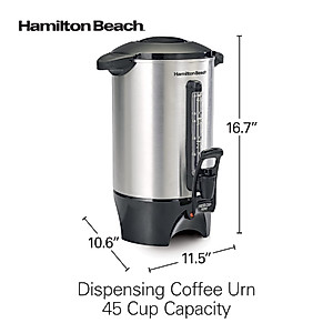 Hamilton Beach 45 Cup Coffee Urn and Hot Beverage Dispenser, Silver (40519)