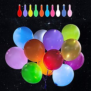 30 Pack LED Balloons 10 Colors Light Up Balloons Flashing Party Night Lights Lasts 12-24 Hours for Glow in the Dark Parties Birthday Wedding Decorations Halloween Christmas Festival Club Bar Concert