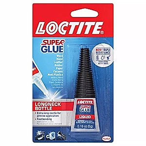 Loctite Super Glue Liquid Longneck Bottle, Clear Superglue for Plastic, Wood, Metal, Crafts, & Repair, Cyanoacrylate Adhesive Instant Glue, Quick Dry - 0.18 fl oz Bottle, Pack of 1