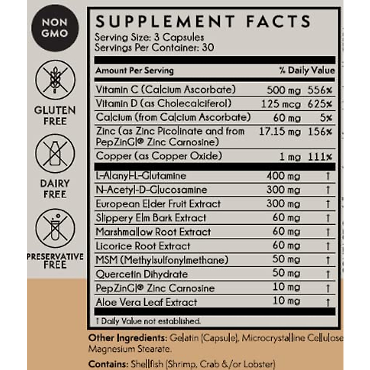 TERRA ORIGIN Healthy Gut Capsules with Immunity Boost | 90 Capsules | Digestive Support Including intestinal Permeability, IBS, Bloating, Gas and Constipation* 30 Servings/90 Capsules.