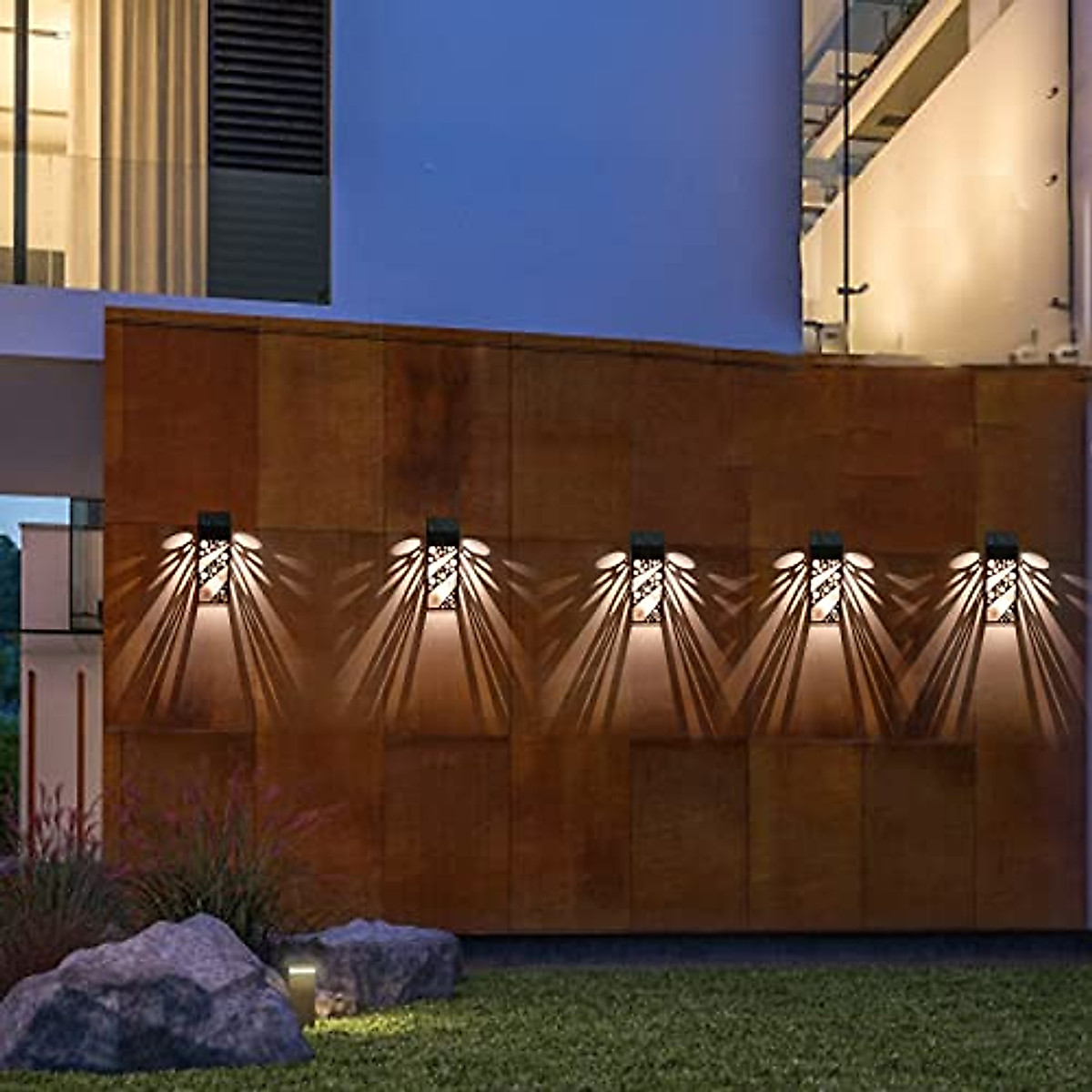 Anordsem Solar Fence Lights, 6 Pack Outdoor Waterproof Solar Wall Lights Solar Deck Lights for Fence, Deck, Step, Patio, Yard, Pathway and Garden