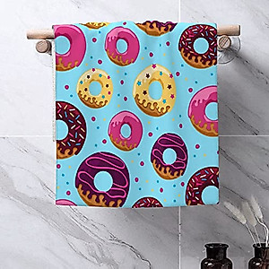 WorldGES Doughnut Bath Hand Towels Polyester Cotton Face Towel Kitchen Dishcloth Soft Absorbent Quick Dry Washcloths for Bathroom Home Hotel Gym Decor 27.5 x 16 in
