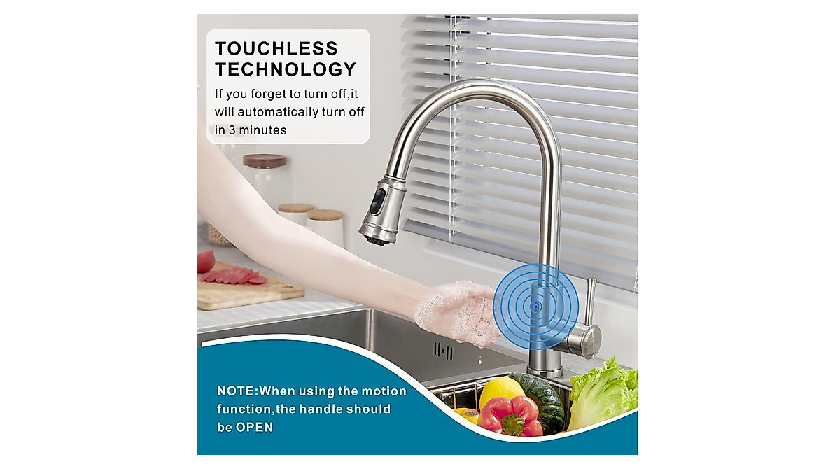 Touchless Kitchen Faucet with Motion Sensor and Sprayer