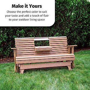 LuxCraft 5' Plain Double Glider Bench, 2 Person Glider Chair, 2 Seat Outdoor Glider, Outdoor Glider Loveseat, Patio Glider Bench (Weatherwood)