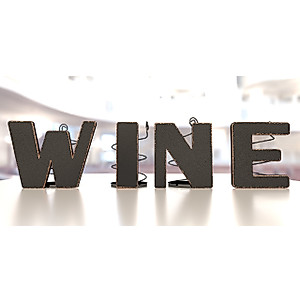 Wine Decor - Metal Wine Bottle Holder - All 4 Letters Wine - Decorative Wine Bottle Holders - Gifts for Wine Lovers - Winery Decor by HouseVines