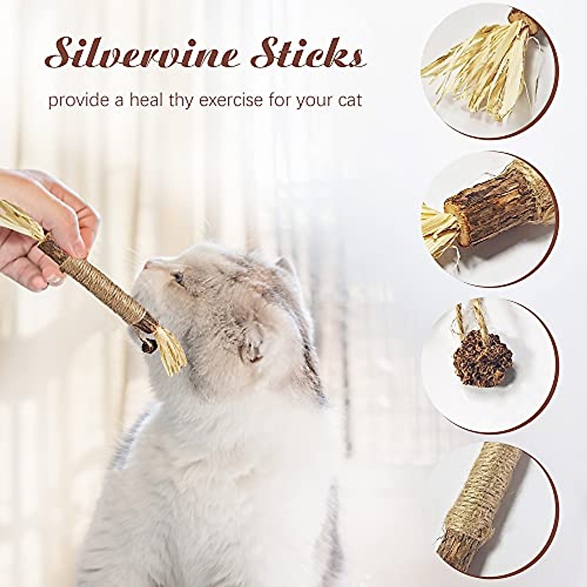HomeDoReMi Cat Toy 5 Packs , King Size Cat Chew Toy, Kitten Teething Toys, Cat Chew Toys for Aggressive Chewers, Silvervine Chew Sticks for Cats, Catnip Sticks,Calm Cat Anxiety and Stress