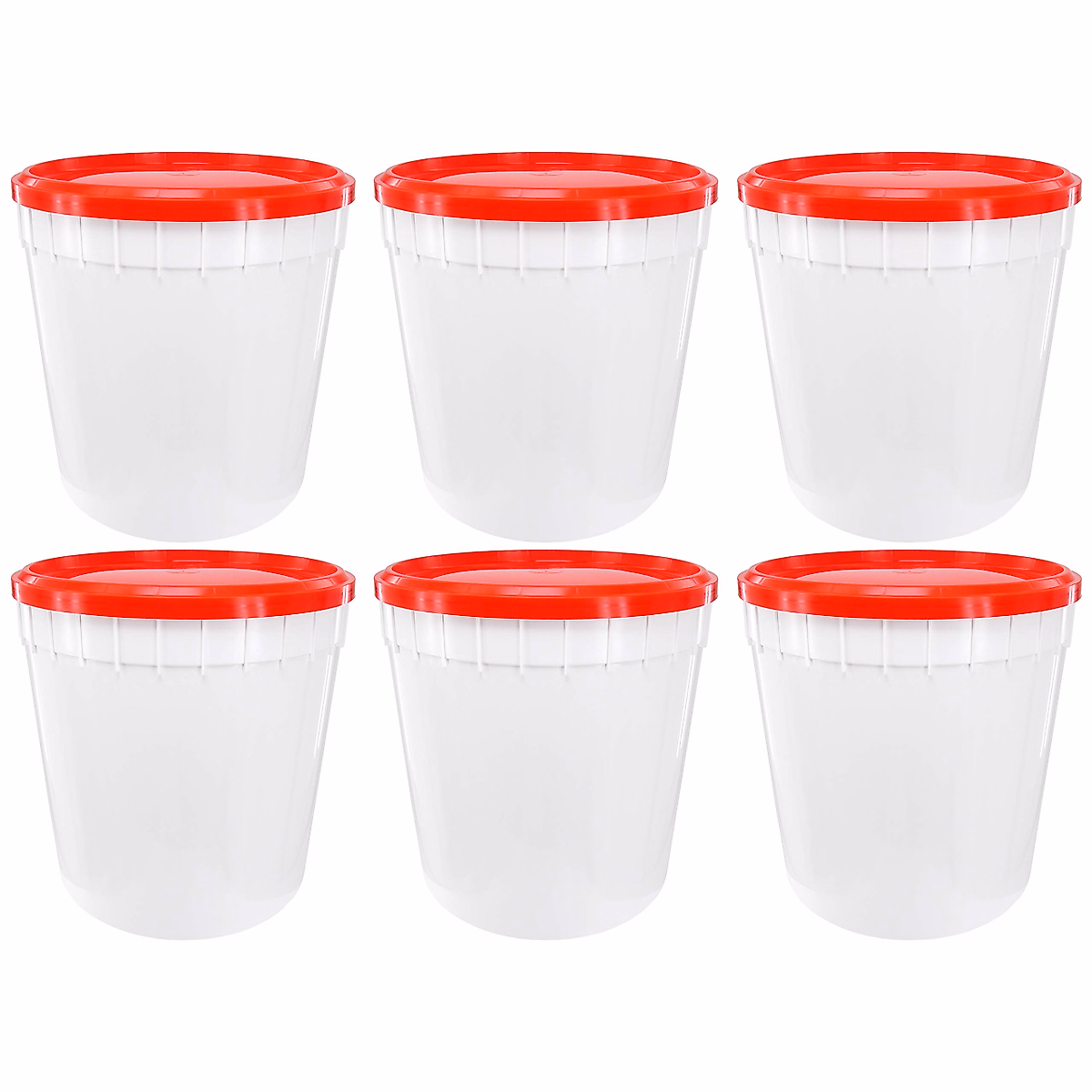 Poly Farm 2.5 Gallon White Ice Cream Tub with Red Lid (6)