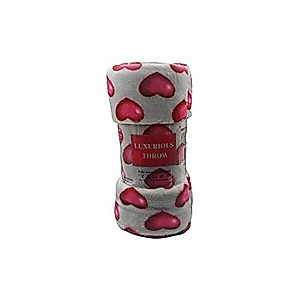 Décor&More Amor Eterno Be Mine Love Collection Valentine's Day Heart Ultra Plush Throw Blanket (50" x 60") - Red Hearts