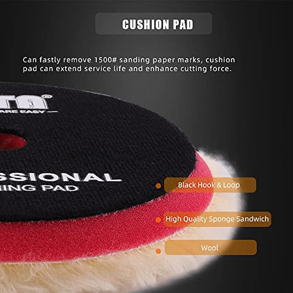 Wool Polishing Pads, SPTA 2Pcs 5 Inch (125mm) Wool Cutting Pad, Yellow Wool Buffing and Polishing Pad Set, Wool Buffing Wheel for Medium Cut for 5Inch Car Polisher Polishing, Buffing and Cutting