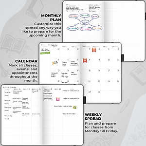 Clever Fox Teacher Planner – School Year Planner with Calendars & Lesson Plans – Teacher Plan Book for Classroom & Homeschool Organization - Undated, A5 Size, Hardcover (Black)