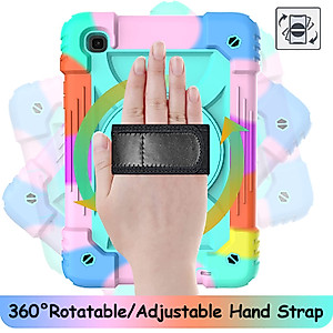 LTROP Samsung Galaxy Tab A7 Lite Case,Galaxy Tab A7 Lite Case for Kids,3-Layer Shockproof Cover Case with Swivel Stand/Hand Strap for Samsung Galaxy Tab A7 Lite 2021 8.7 Inch (SM-T225/T220), Aqua Teal