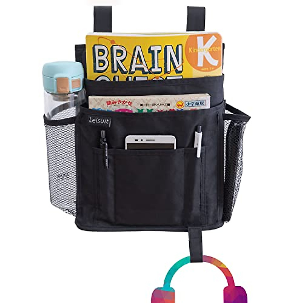 LEISUIT Rollaway Guest Bed Cot Fold Out Bed - Portable Folding Bed Frame with Thick Memory Foam Mattress for Spare Bedroom & Office White+Hanging Storage Bag(L)