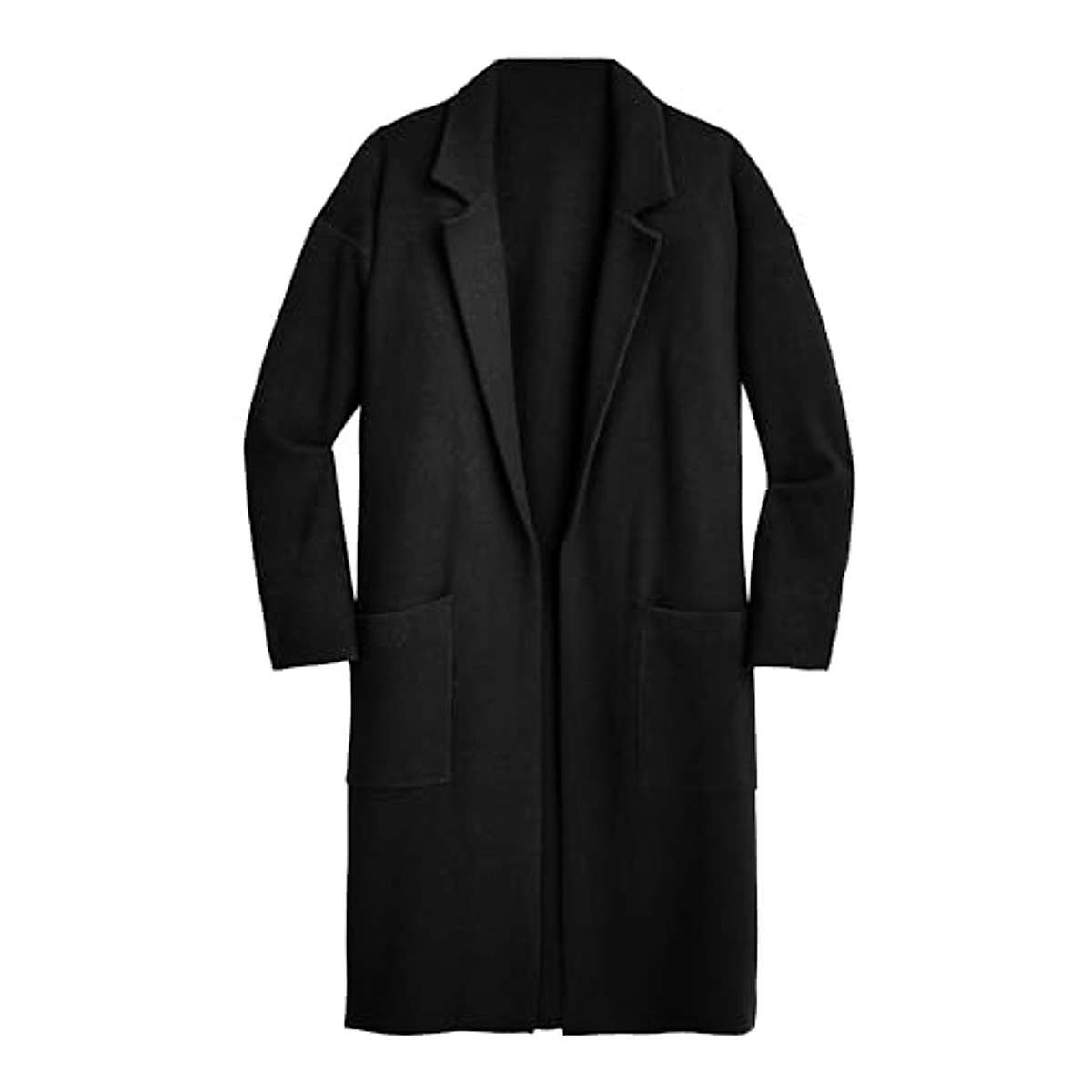 Yousify Women's Open Front Knit Cardigan Long Sleeve Lapel Casual Solid Classy Sweater Jacket Black XXL