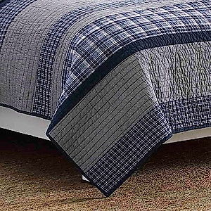 Nautica - Queen Quilt, Cotton Reversible Bedding, Home Decor for All Seasons (Adelson Blue, Queen)