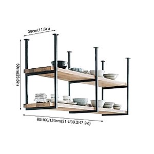 Floating Shelves，Rustic Ceiling Shelf Brackets 2 Layer，Wall-Mounted Decorative Rack for Bar Restaurant，Hanging，Easy to Install ( Size : 80*30*60cm )