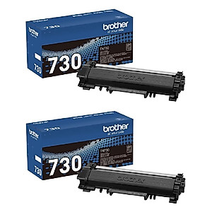 Brother Genuine TN730 2-Pack Standard Yield Black Toner Cartridge with Approximately 1, 200 Page Yield/Cartridge