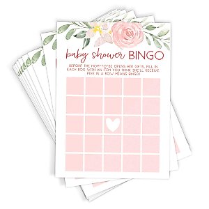 Printed Party Baby Shower Games – Bingo Game for Girl, Baby in Bloom Floral Theme, 50 Cards