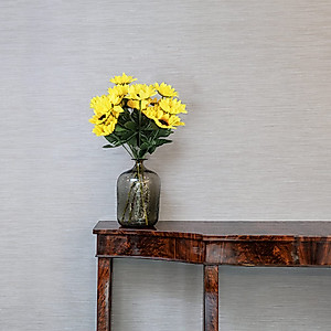 Hangnuo 4 Pack Artificial Sunflower Bouquets with Stems Silk Sunflowers Leaves Fake Sun Flower for Home Officce Parties Bridal Wedding Garden Decoration Each Bunche with 7 Heads