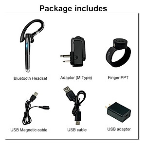 Walkie Talkie Bluetooth Headset PTT with Noise Cancelling Mic 2 Pin Wireless Earpiece Compatible with Motorola GP68 CP200 GP88 walkie talkies Radio HB-6A