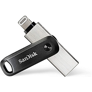 SanDisk 256GB iXpand Flash Drive Go for iPhone, iPad, Computer, Laptop - USB 3.0 Dual Drive with Reversible Lightning/TypeA Connectors SDIX60N-256G-GN6NE Bundle with 1 Everything But Stromboli Lanyard