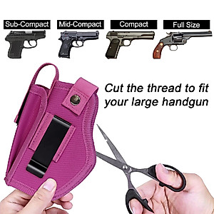 LGTFY Universal Concealed Carry Gun Holsters Right Left Hand with Mag Pouch for Men Women, IWB/OWB 380 9mm Holsters for Pistols, Fits S&W M&P Shield Glock, Similar Handguns (Pink)