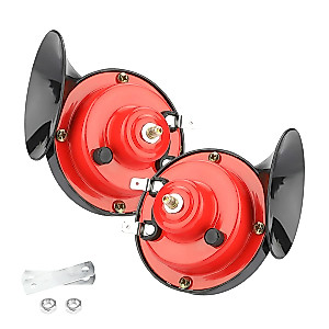 300DB Super Loud Train Horn, 2PCS Car Air Electric Snail Double Horn, 12V Waterproof Air Horns Replacement Kit, Automotive Accessories Universal for Car, Motorcycle, Truck, Bike, Boat (Red)