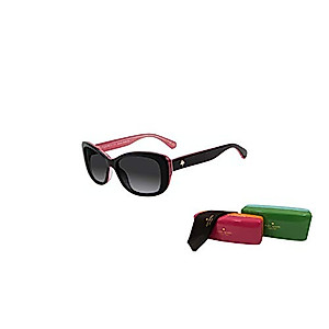 kate spade new york Claretta/S 03H2/WJ 53MM Black Pink/Gray Sf Polarized Rectangular Sunglasses for Women + BUNDLE with Designer iWear Eyewear Kit