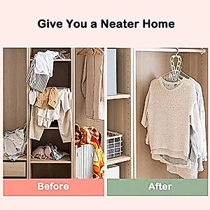 ATNMRE Magic Hangers Space Saving Clothes Hanger, 6-Pack Multifunctional Closet Organizers and Storage Plastic with 9 Holes for Dorm Room Essentials Bedroom Apartment Heavy (3 Pink, 3 Green)