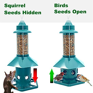 Squirrel Proof Bird Feeder for Outdoors Hanging, Gravity Protection Squirrel Proof Wild Bird Feeders for Outside