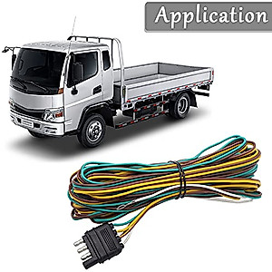 Ruibapa 25 Foot 4 Wire 4-Flat Trailer Light Wiring Harness Extension Kit with 18 Gauge White Ground Wire for Trailers P-O-016