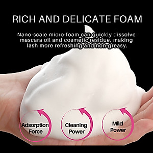 Eyelash Extension Shampoo, Remove Makeup Residue & Mascara, Gentle Deep Cleansing and No Irritating or Burning for Eyelash Extension Foam - Perfect for Salon Use and Home Care (50ML)