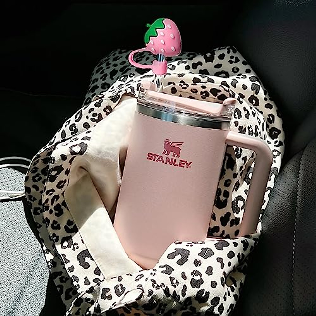 SEEZIZI 3 pcs Pink Straw Covers Cap Toppers Compatible with Stanley 30&40 oz Tumbler Cups,Reusable Cute Silicone Straw Tips Lids Protectors for 0.4 in/10mm Stanley Cups Straws Accessories