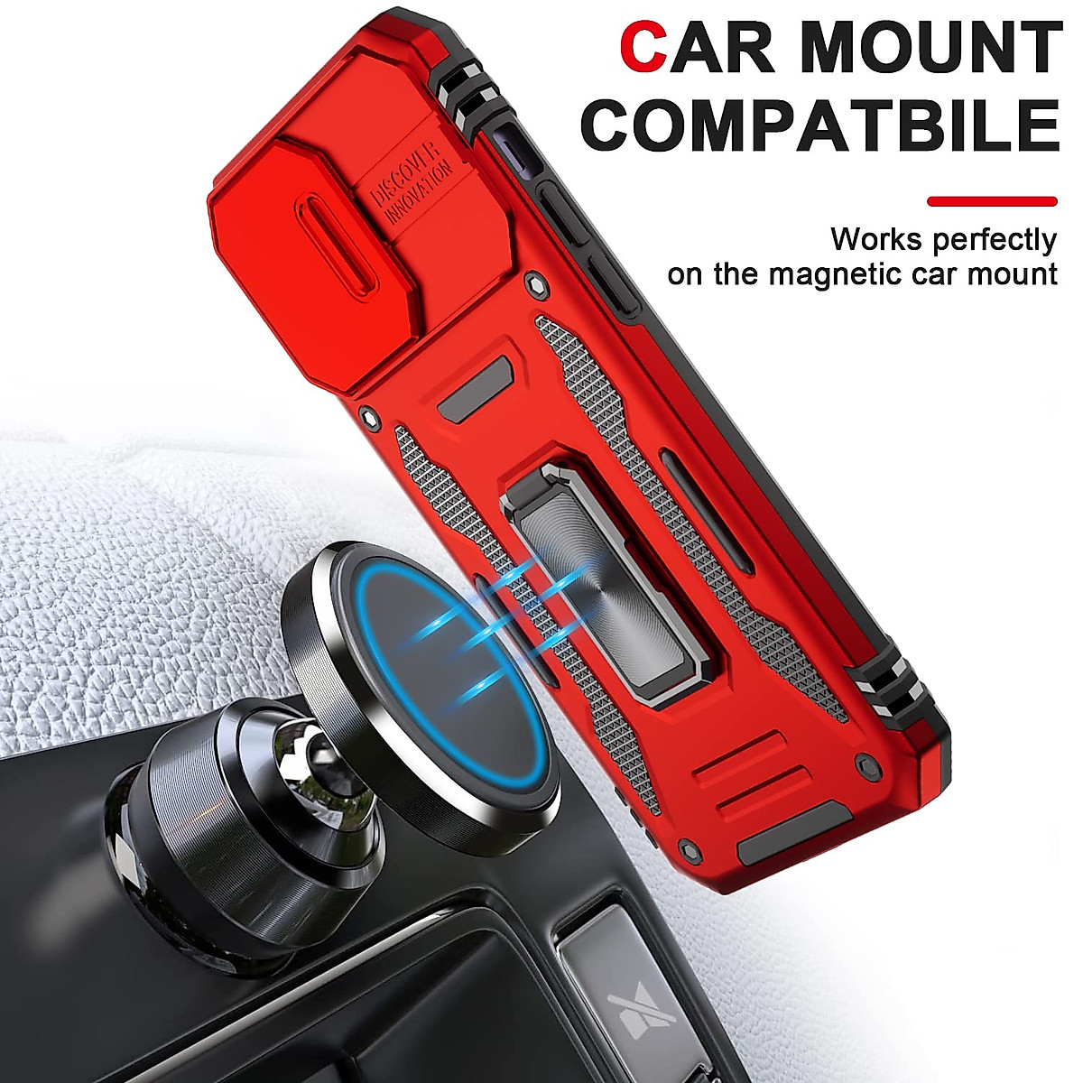 AUPAI for iPhone 14 Pro Max Case with Slide Camera Cover and Screen Protector, Heavy Duty Military Grade Protective Phone Case with Kickstand for Apple iPhone 14 Pro Max Red