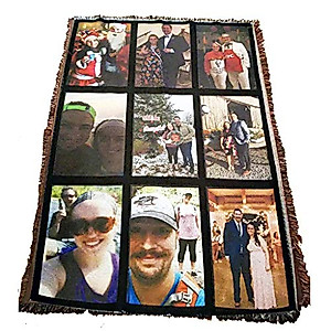 VictoryStore Blanket - Custom Wedding Photo Woven Blanket, Full Color Print - 35 inches x 54 inches Woven Photo Throw Blanket Full Size Custom Photo Gift Blanket (9 Photos)