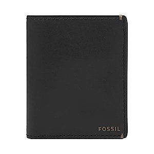 Fossil Men's Joshua Vegan Cactus Slim Minimalist Bifold Front Pocket Wallet, Black, (Model: ML4462001)