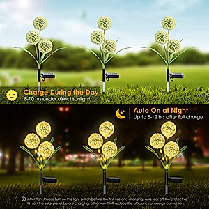 URPOWER Solar Outdoor Lights Decorative, 2 Pack 36 LED Solar Garden Lights with 2 Modes, 3-in-1 Solar Dandelion Flowers IP65 Waterproof Solar Powered Outdoor Lights for Garden, Yard Decor (Warm White)
