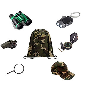 Kids Backyard Outdoor Exploration kit (7 Pieces) Military Style Adventure Explorer, Kid Survival Kits, Camping Gear,Hiking, Preschool Educational Toys, for Boys and Girls,Summer Camp…